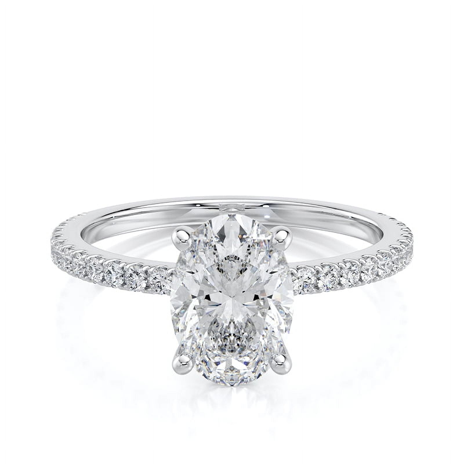 Divine Jewelry 14K White Gold Plated Ring – 1.27 Ct Oval Cut Solitaire ...