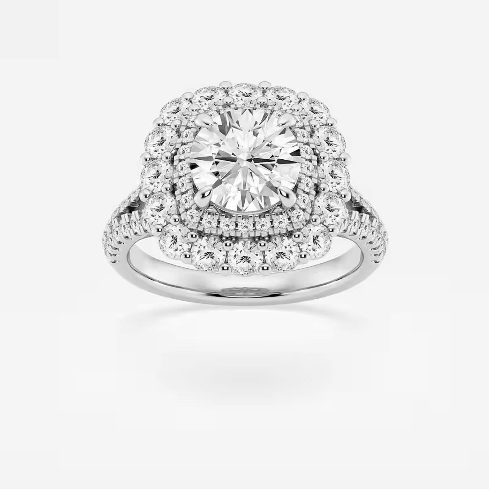 Divine Jewelry 14K White Gold Plated Ring - Round Cut Brilliant 2 Ct ...