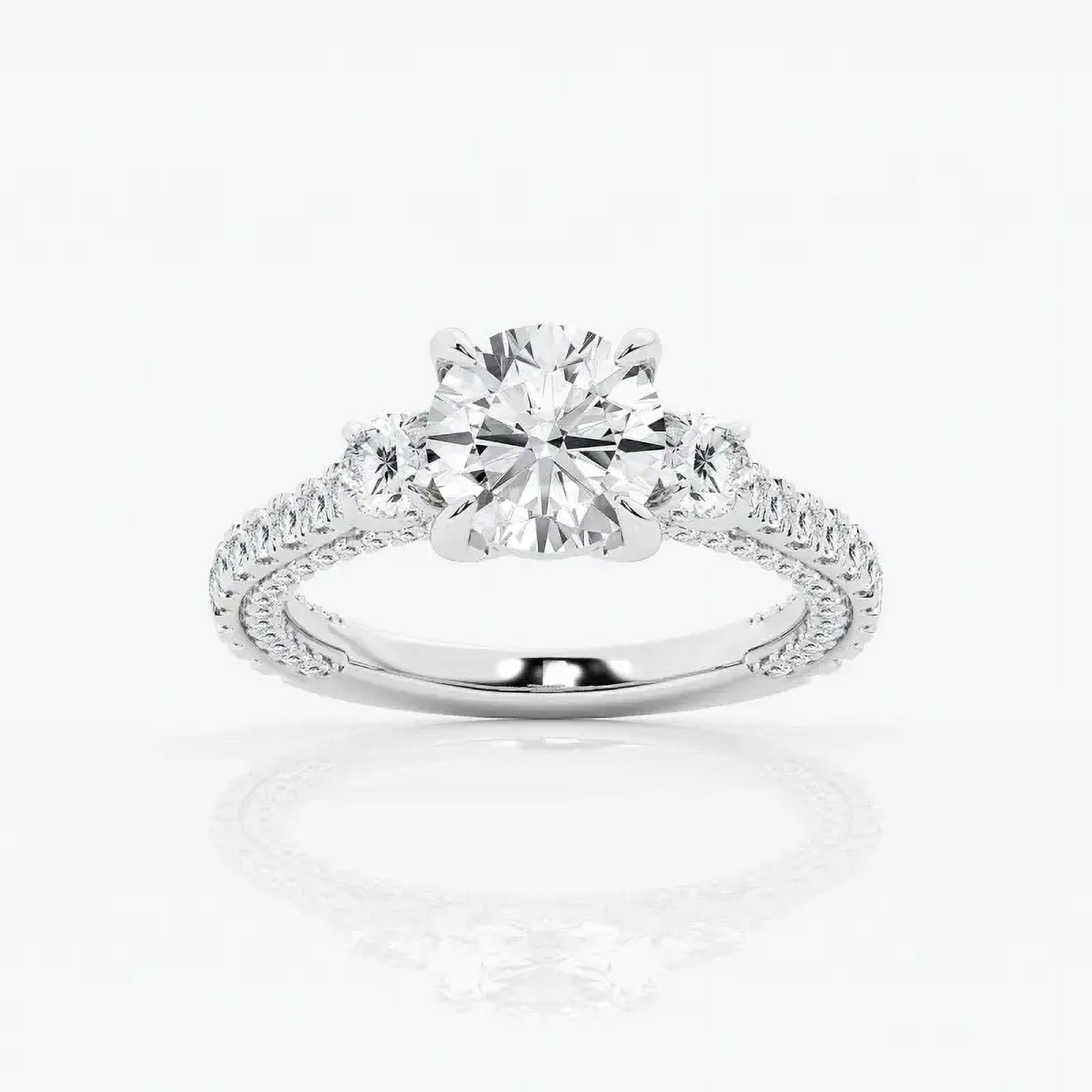 Divine Jewelry 14K White Gold Plated Rings for Her - 2.1 Ct Round Cut ...