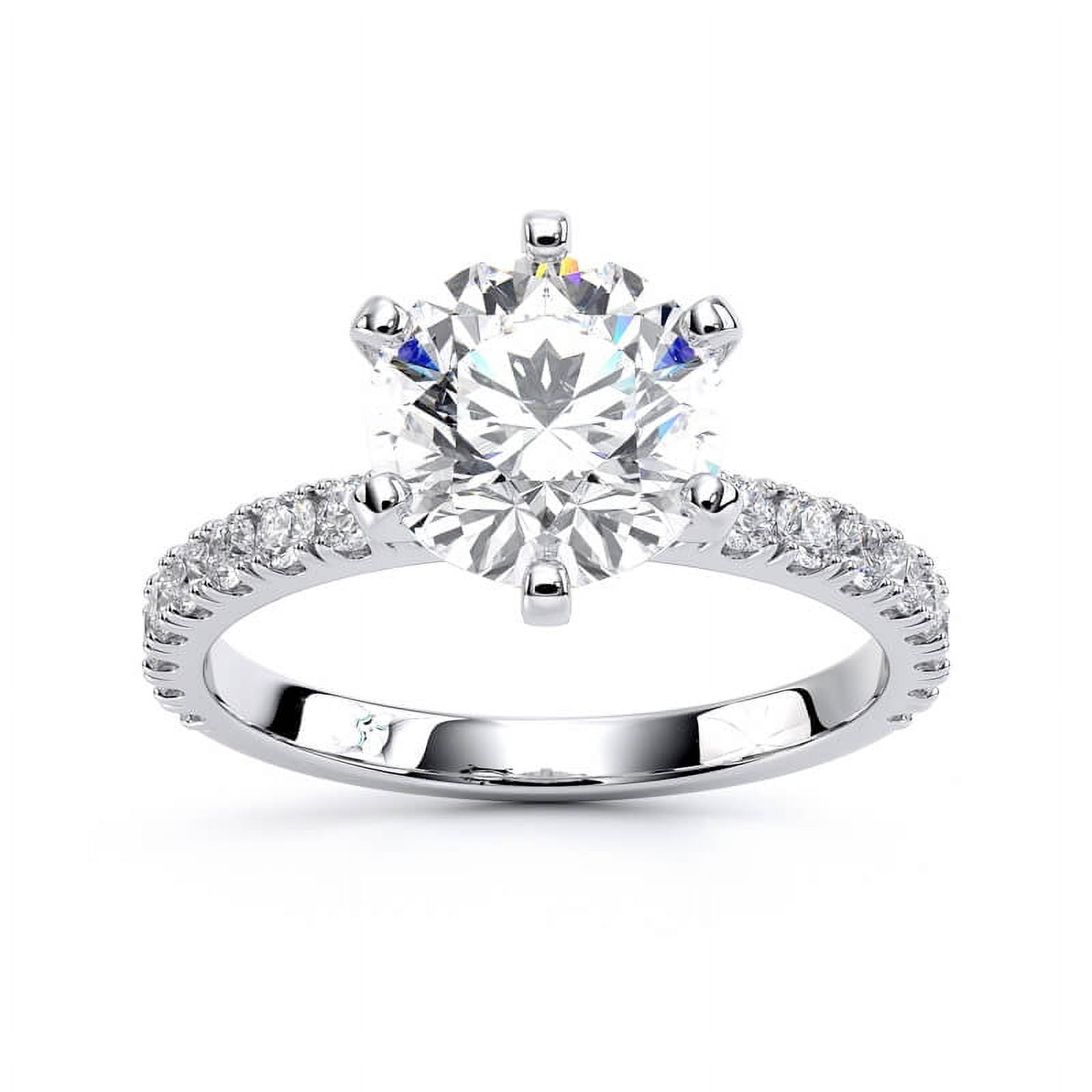 Divine Jewelry 14K White Gold Plated Solitaire Engagement Ring - 1.04 Ct Round Brilliant ...