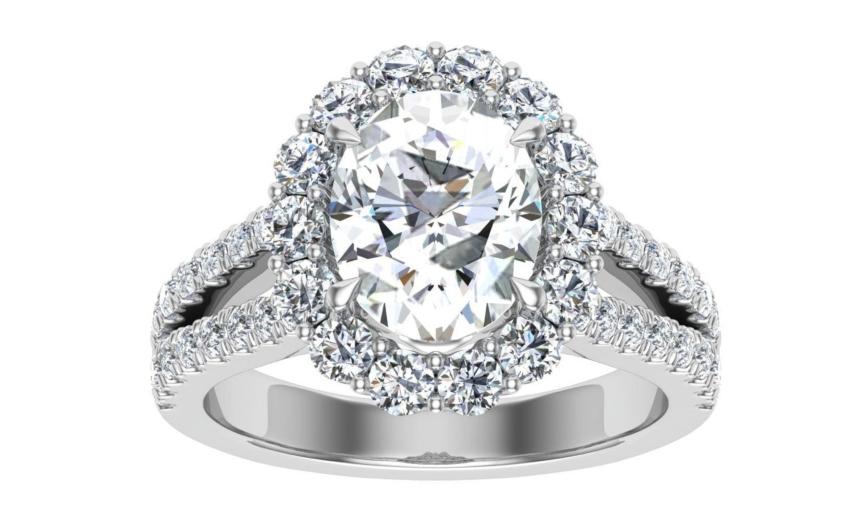 Divine Jewelry 2.1 Ct Oval Cut Moissanite Ring - 14K White Gold Plated ...