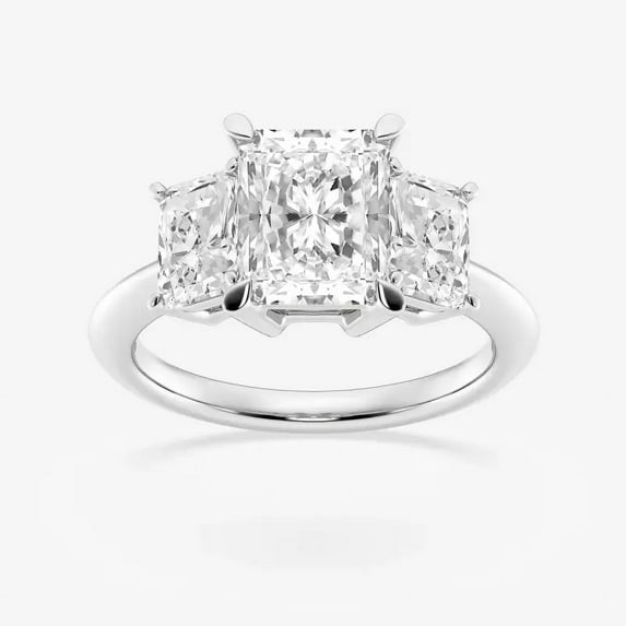 Divine Jewelry 2.1 Ct Radiant Cut Diamond Rings - 14K White Gold Plated ...