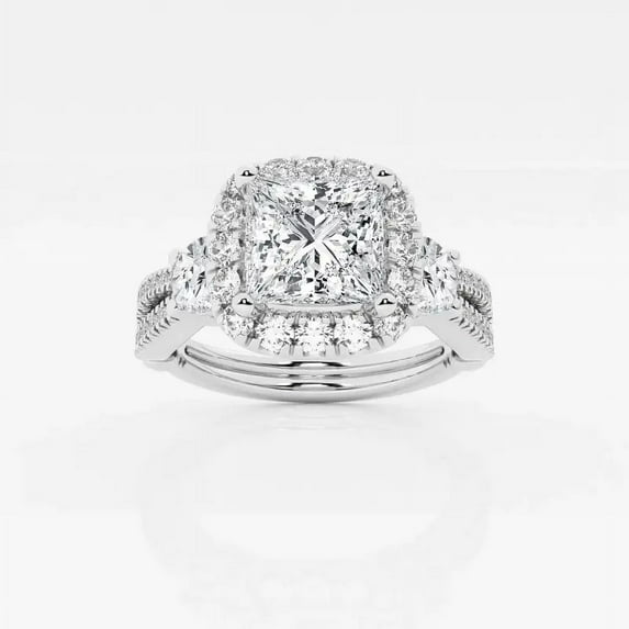 Divine Jewelry 2.2 Ct Princess Cut Moissanite Rings - 14K White Gold Plated Gift Ring ...