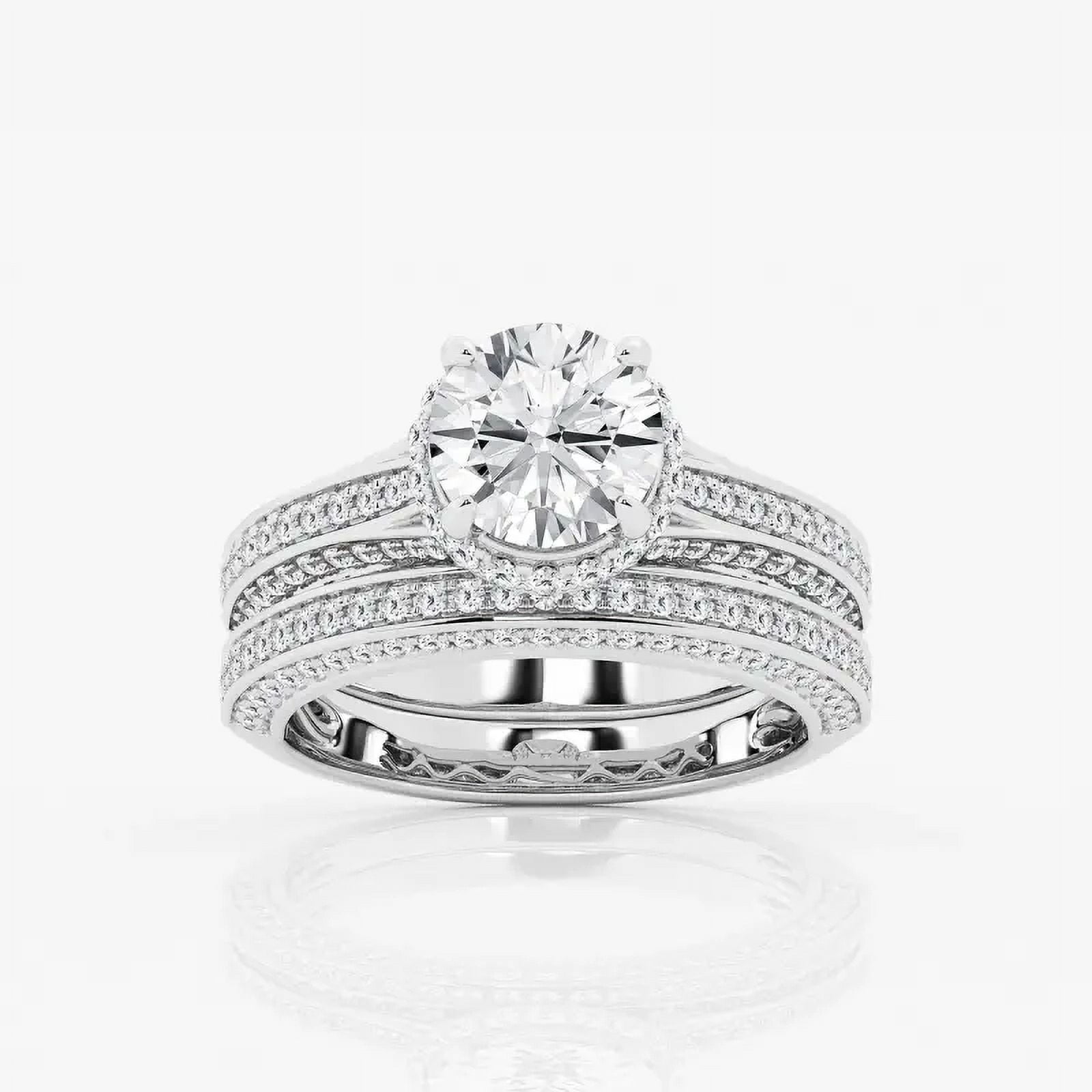 Divine Jewelry 2.5 Ct Moissanite - 14K White Gold Plated Ring - Modern ...