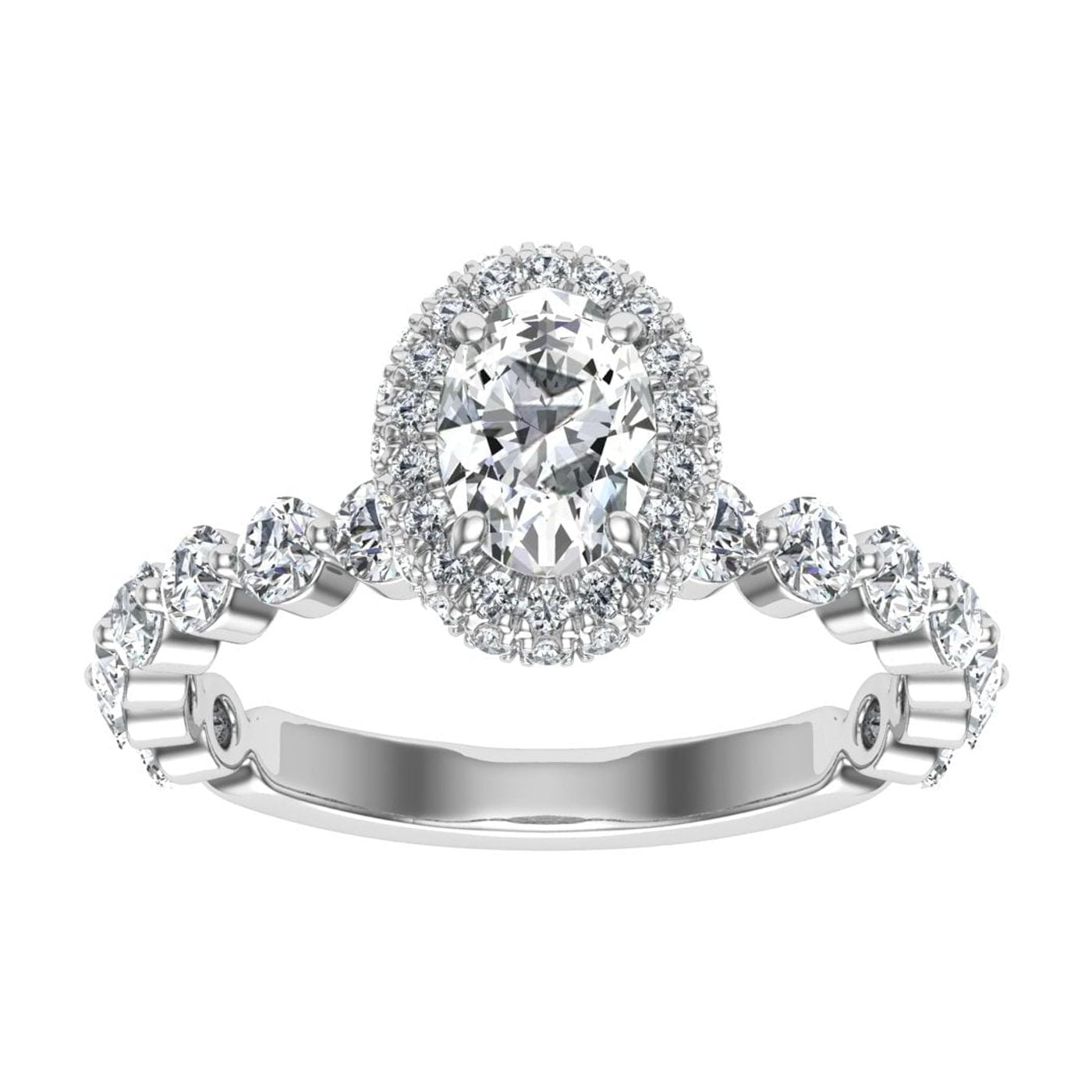 Divine Jewelry 2 Ct Oval Cut Moissanite Ring - 14K White Gold Plated ...