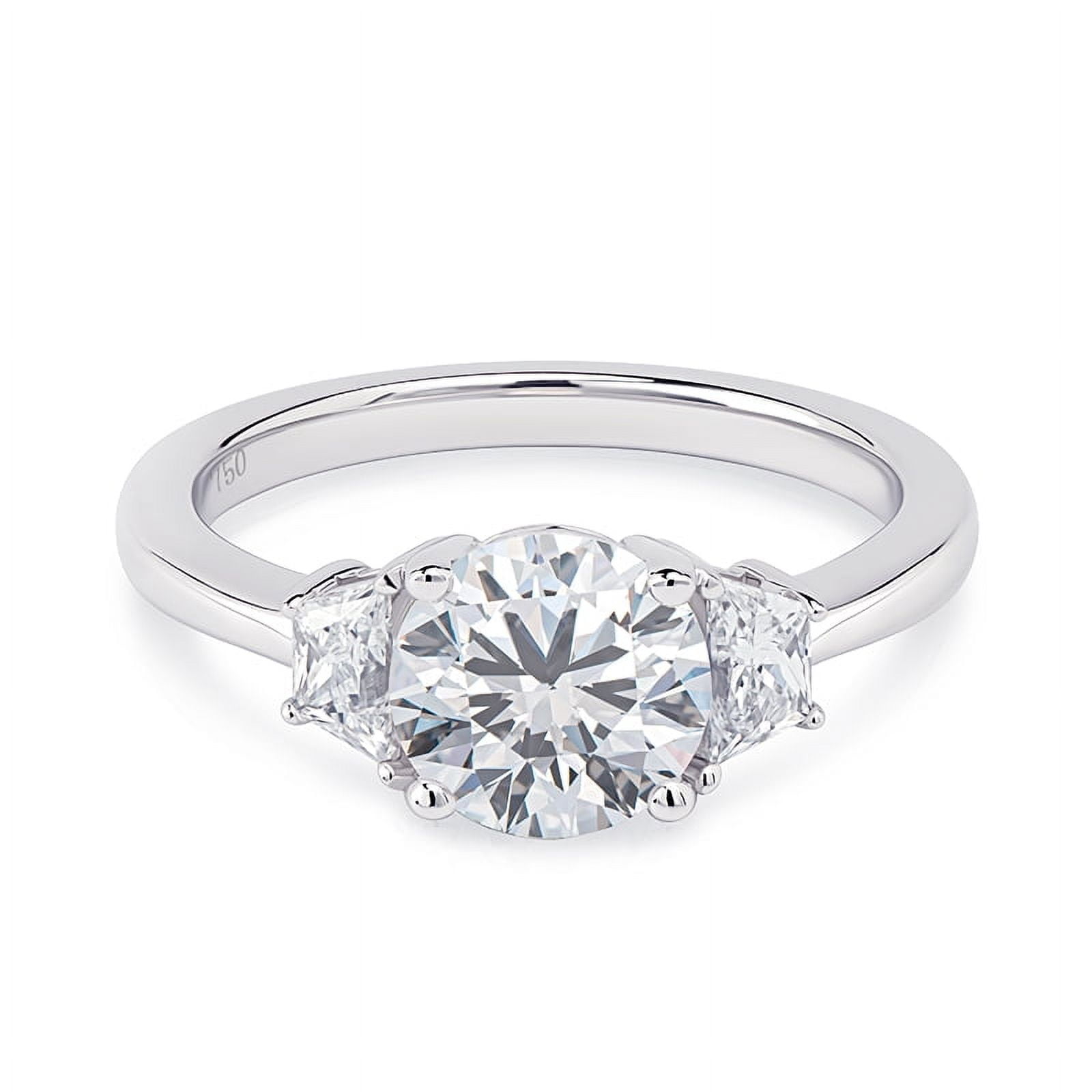 Divine Jewelry 2 Ct Round Cut Moissanite Ring - Three Stone Engagement ...