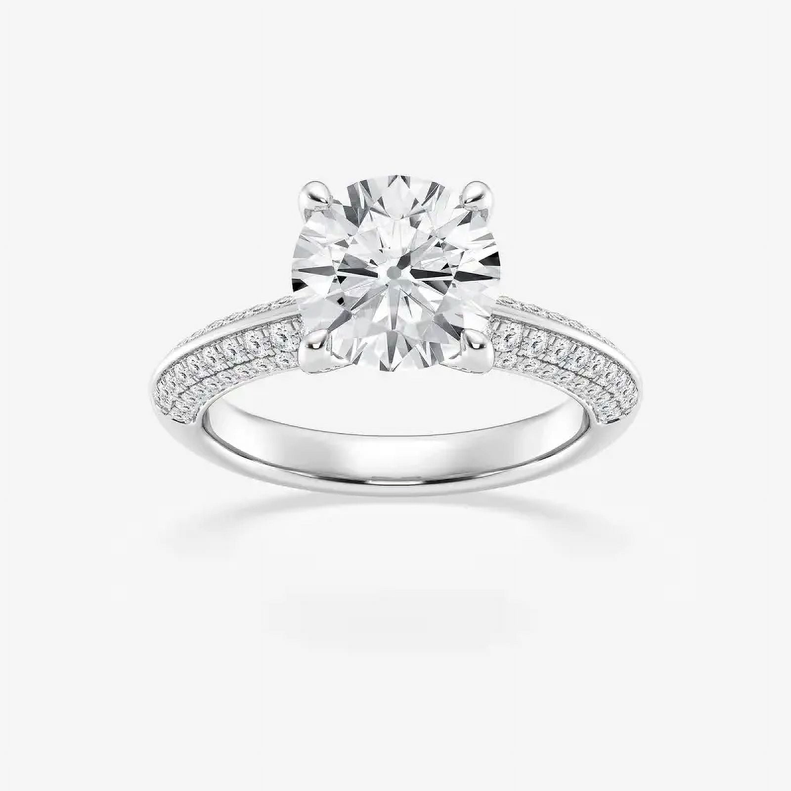 Divine Jewelry 2 Ct Round Cut Moissanite Rings for Her - 14K White Gold ...