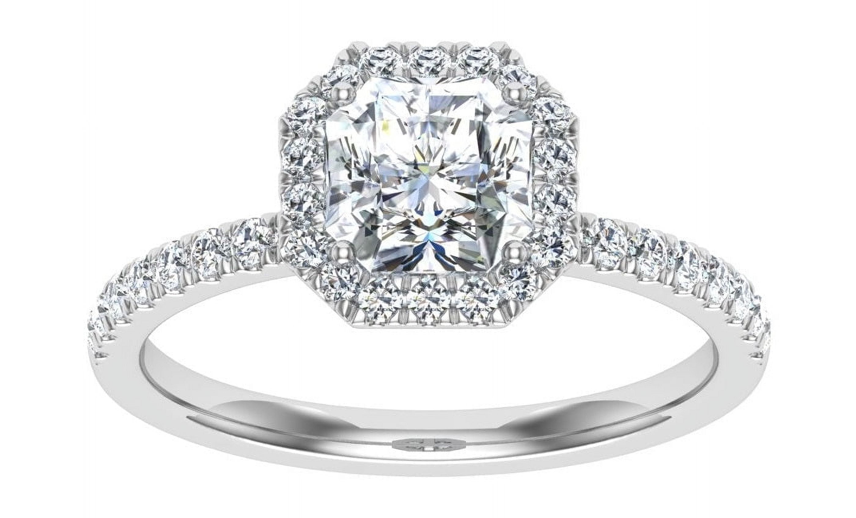 Divine Jewelry Asscher Cut 1.9 Ct Moissanite Ring - 14K White Gold ...