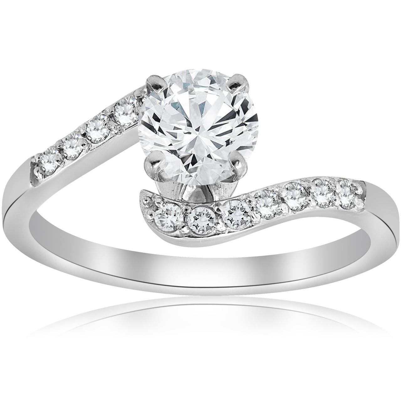 Divine Jewelry Brilliant 0.98 Ct Round Cut Moissanite Engagement Ring - Anniversary Bypass ...