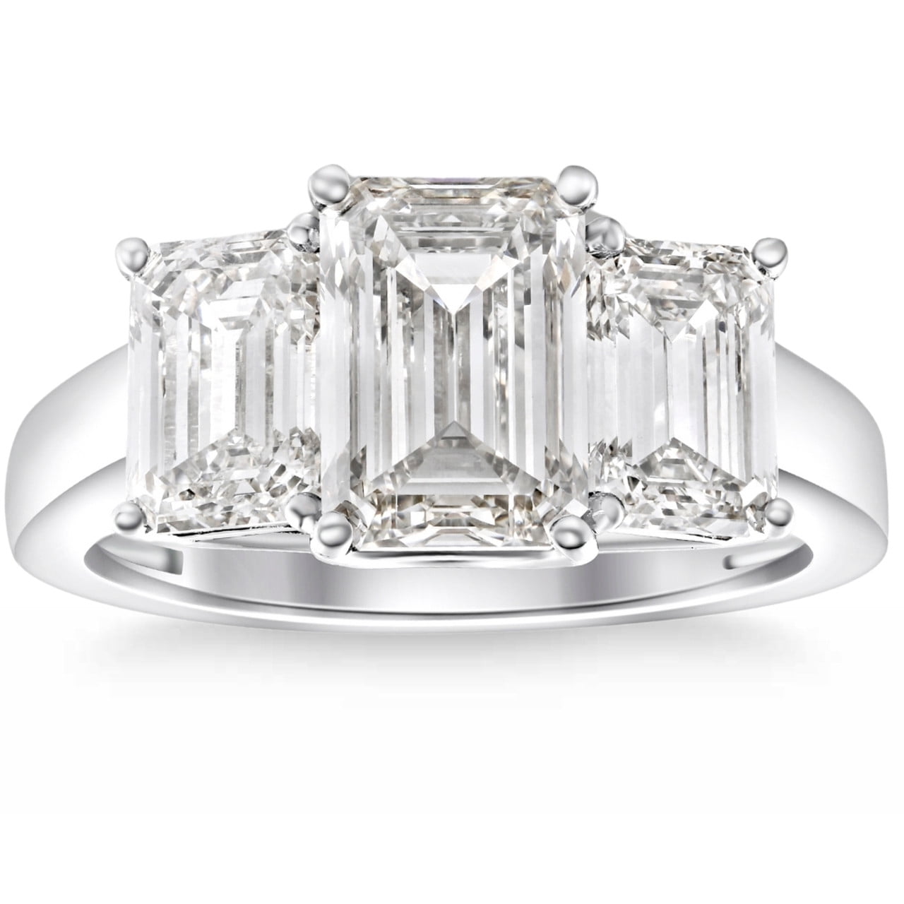 Divine Jewelry Chic 2 Ct Emerald Cut Moissanite Ring - 14K White Gold ...