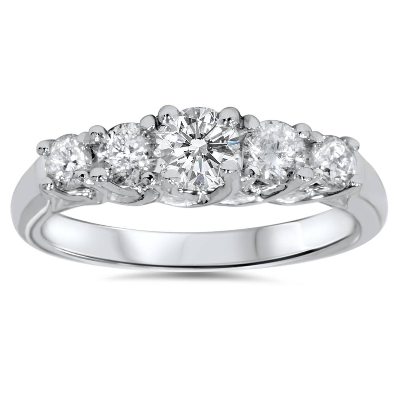 Divine Jewelry Classic Anniversary Birthday Women Ring - Brilliant 0.98 Ct Round Cut Moissanite ...