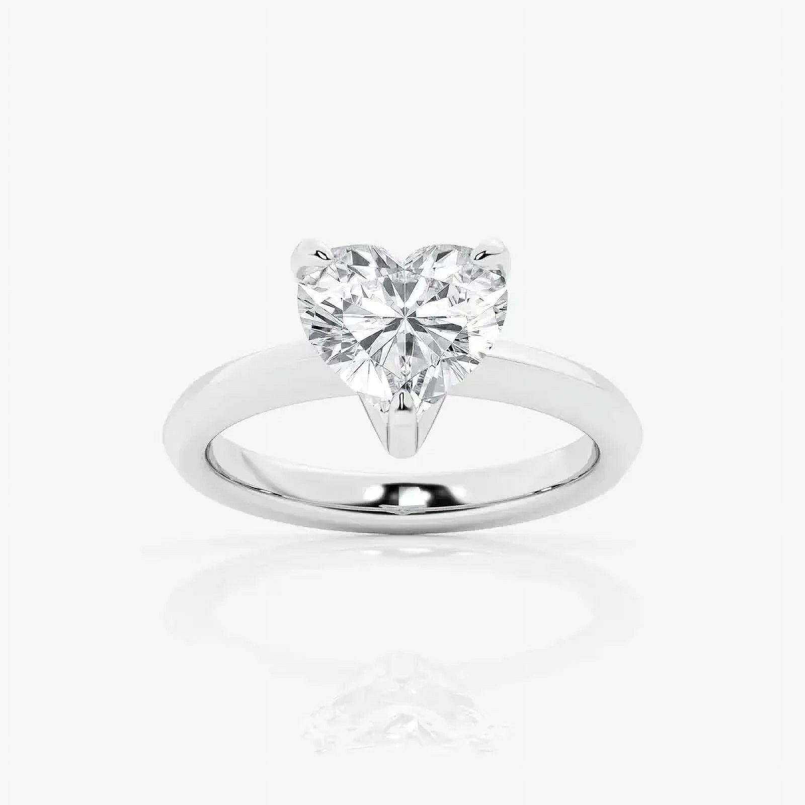 Divine Jewelry Heart Cut 2 Ct VVS1/D Moissanite Ring - 14K White Gold ...