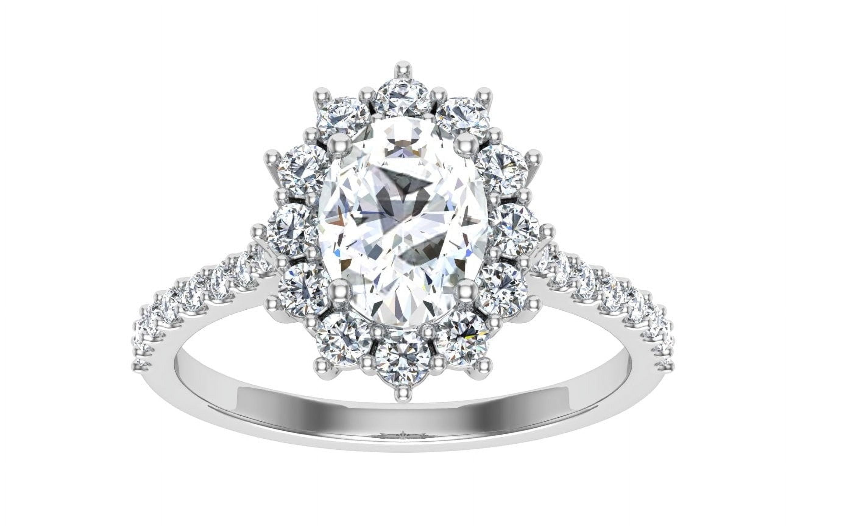 Divine Jewelry Oval Cut 1.8 Ct Moissanite Engagement Ring - 14K White ...