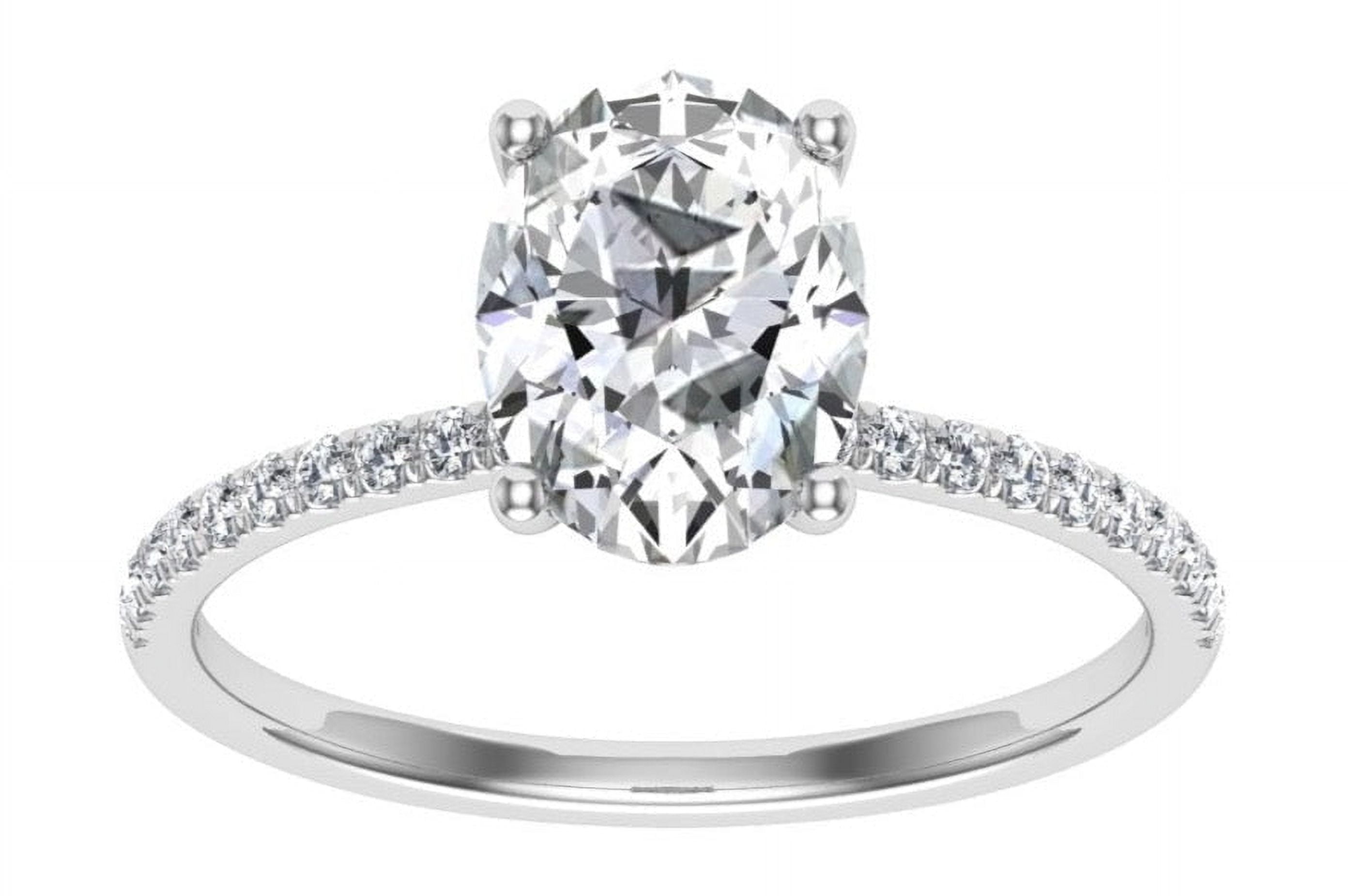 Divine Jewelry Oval Cut 2 Ct Moissanite Ring - 14K White Gold Plated - Elegant Solitaire with ...