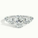 Divine Jewelry Oval Cut 2 Ct Three Stone Trilogy Engagement Ring for Women - 14K White Gold ...