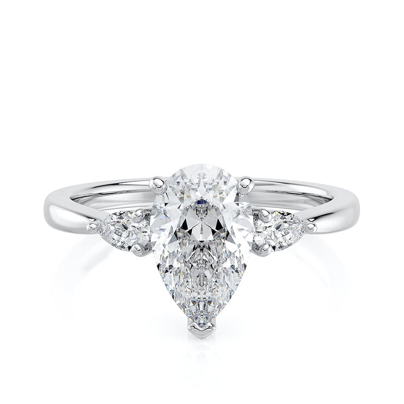 Divine Jewelry Pear Cut Three Stone Bridal Ring - 1.7 Ct Moissanite ...