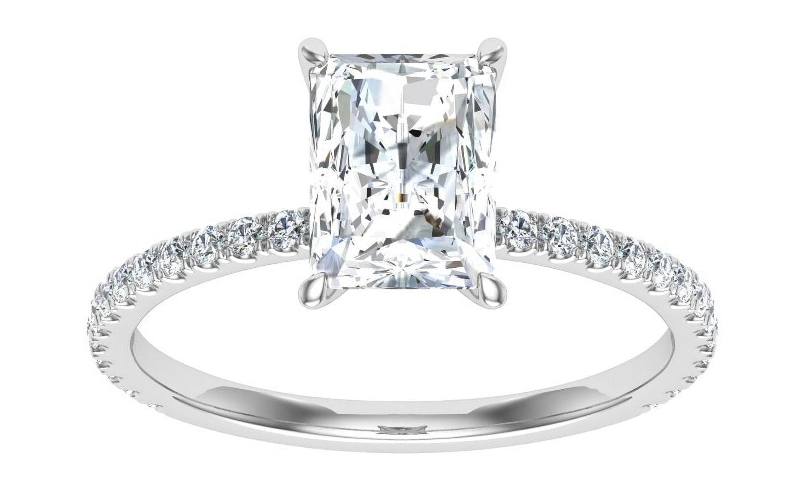 Divine Jewelry Radiant Cut 2 Ct Moissanite Ring - 14K White Gold Plated ...