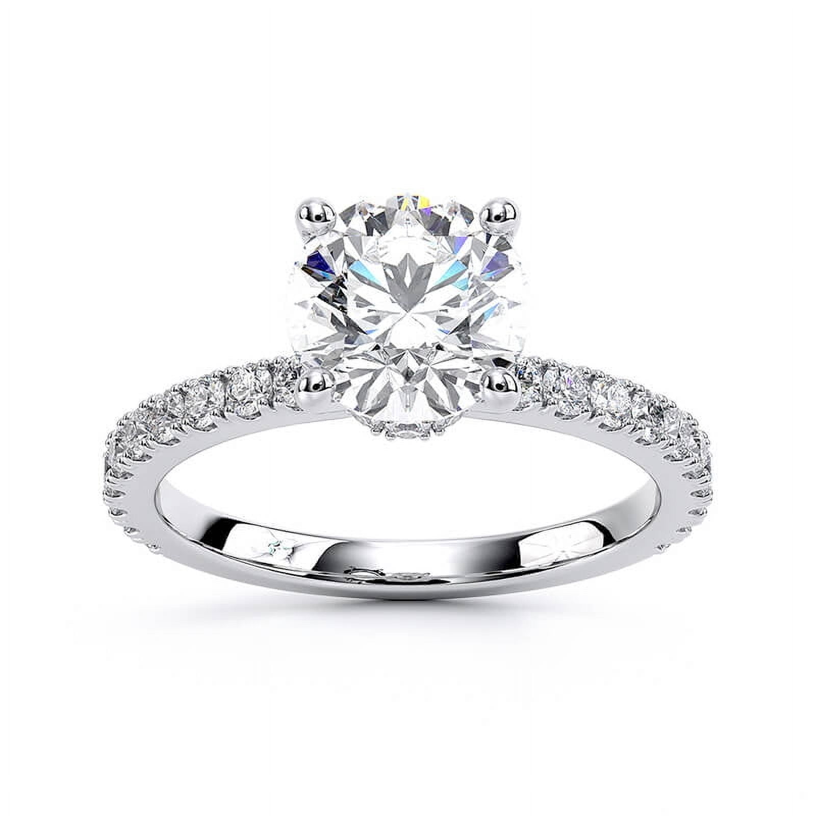 Divine Jewelry Solitaire 1.73 Ct Round Brilliant Moissanite Engagement Ring - 14K White Gold ...