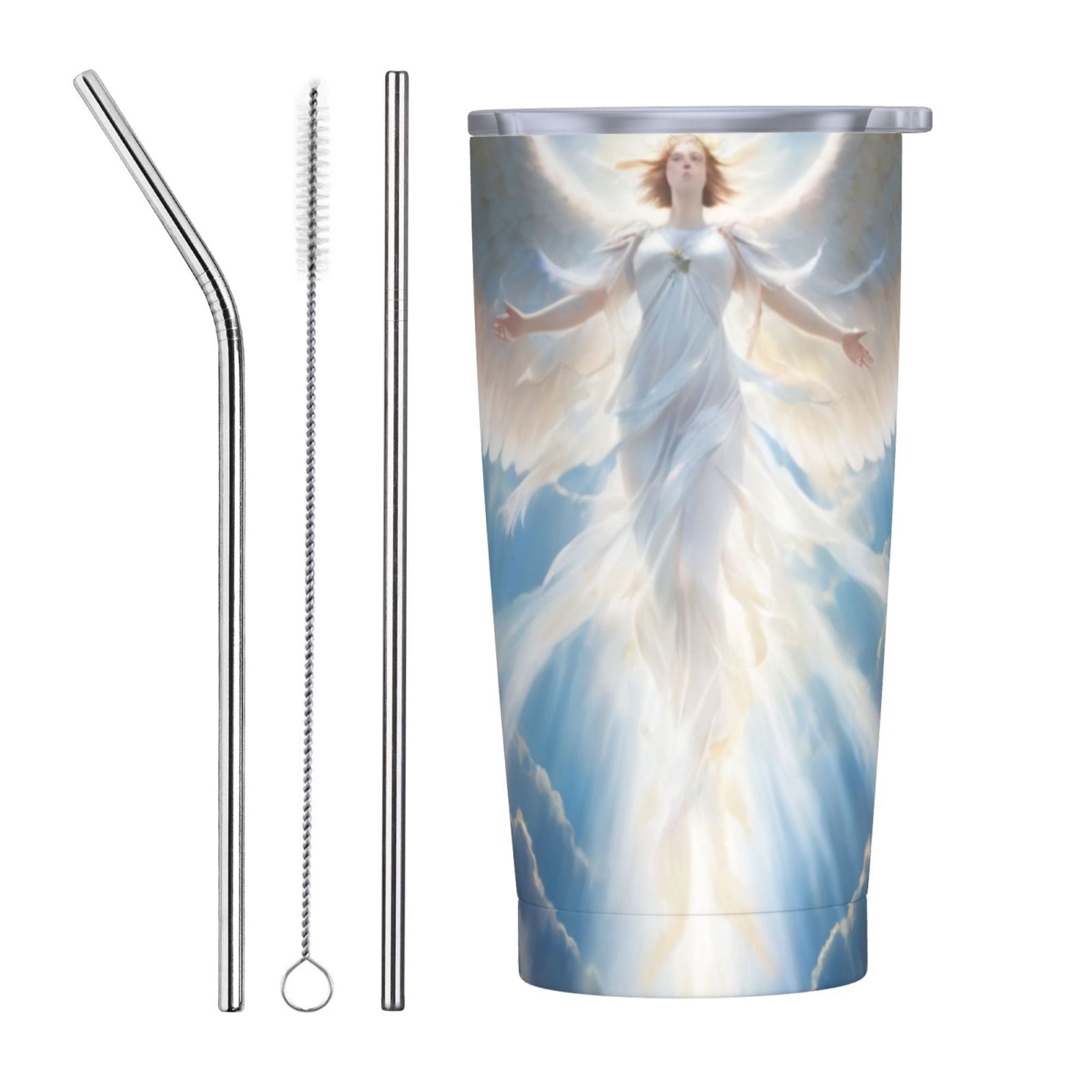 Divine Luminescence: Angel in 20 oz stainless steel cup with lid and ...