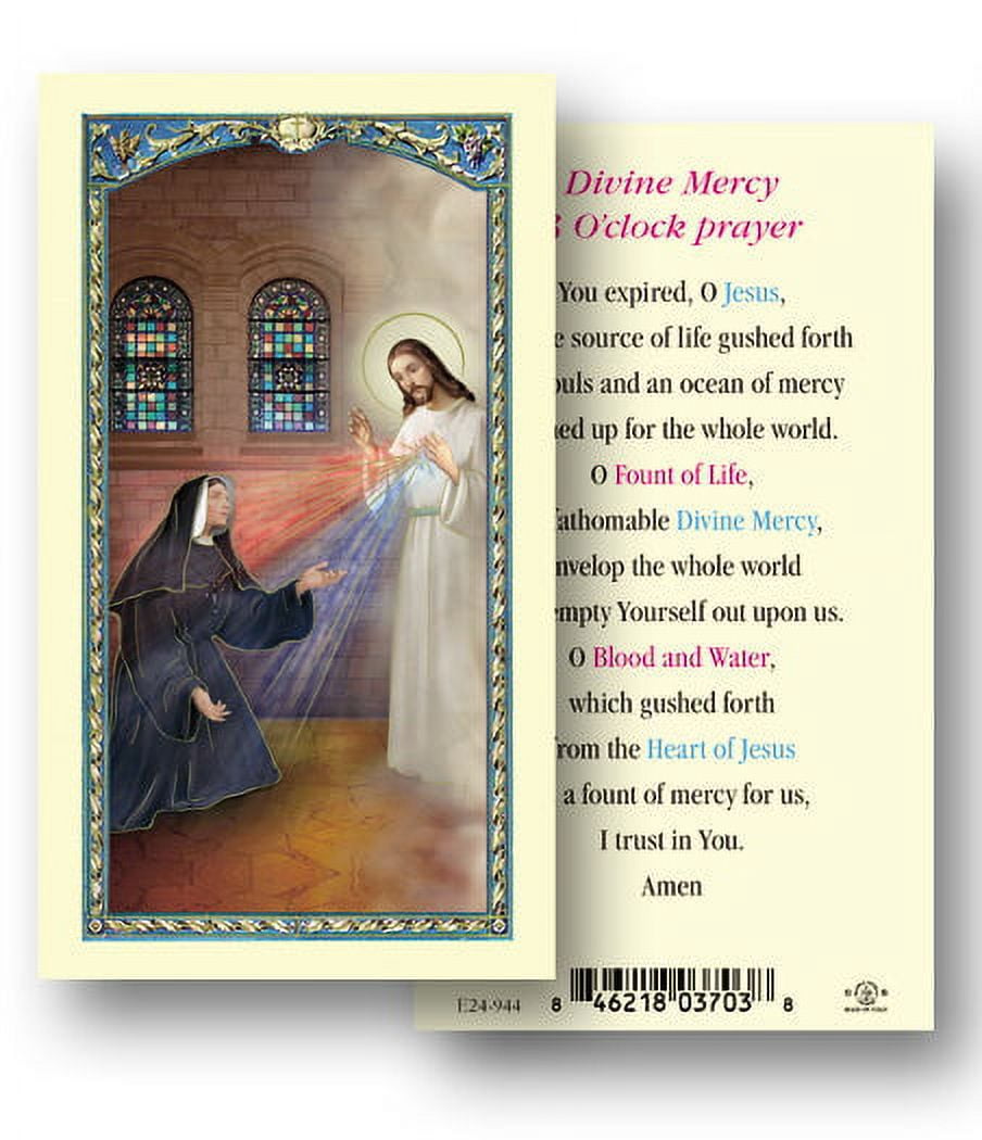 Divine Mercy 3 of'clock Laminated Catholic Prayer Holy Card with Prayer ...