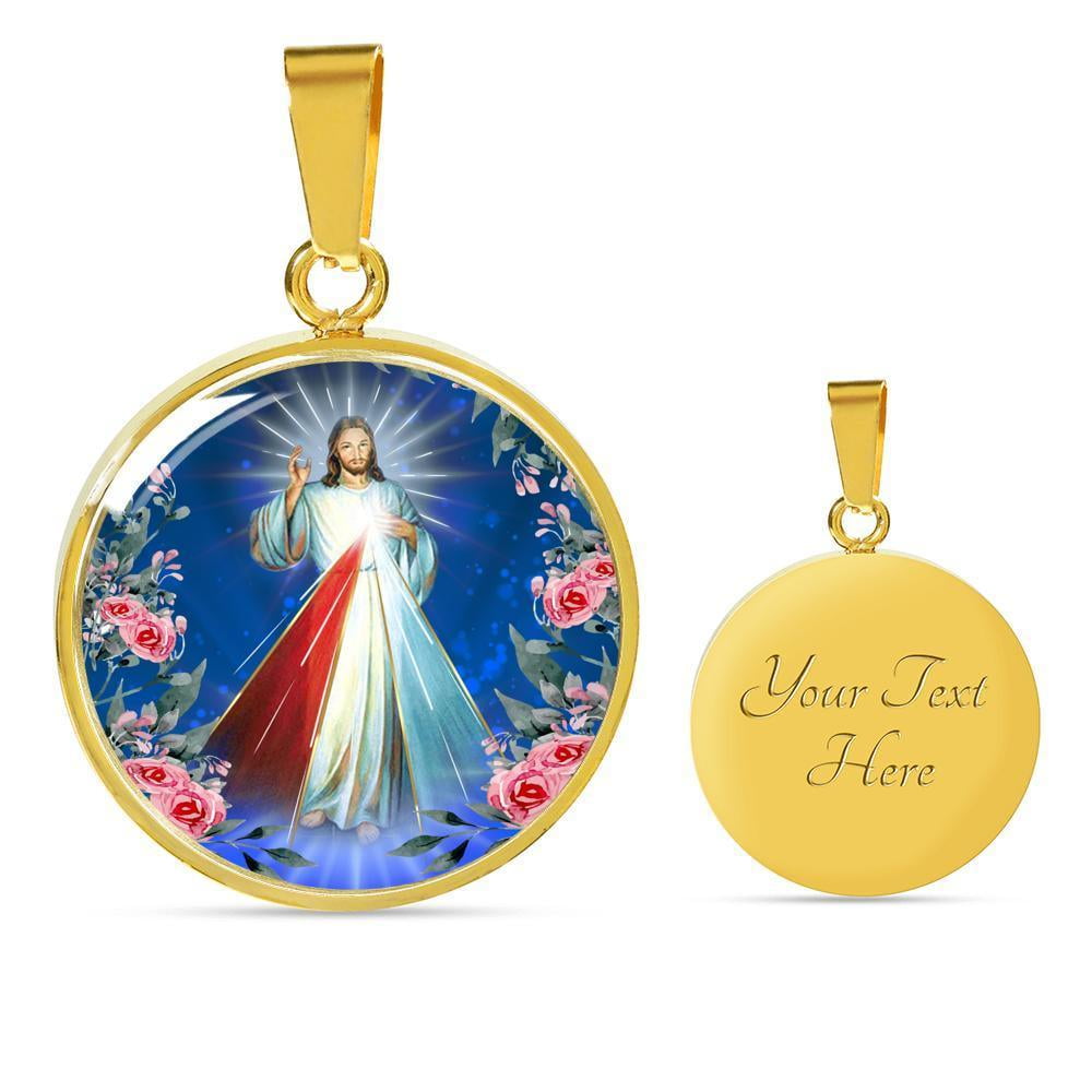 Divine Mercy Catholic Prayer To Jesus Circle Necklace Stainless Steel ...