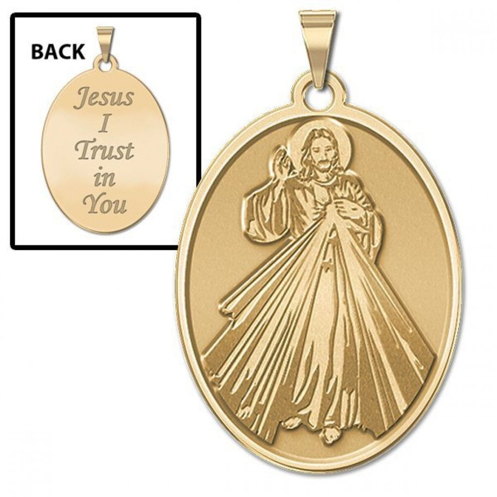 Divine Mercy Double Sided Oval Religious Medal - 1/2 X 2/3 Inch Size of ...