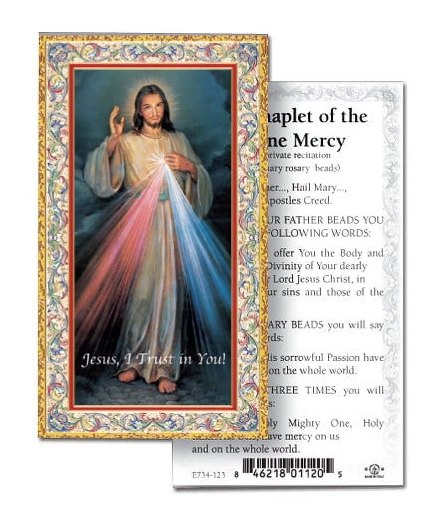 Divine Mercy Gold-Stamped Catholic Prayer Holy Card with Prayer on Back ...