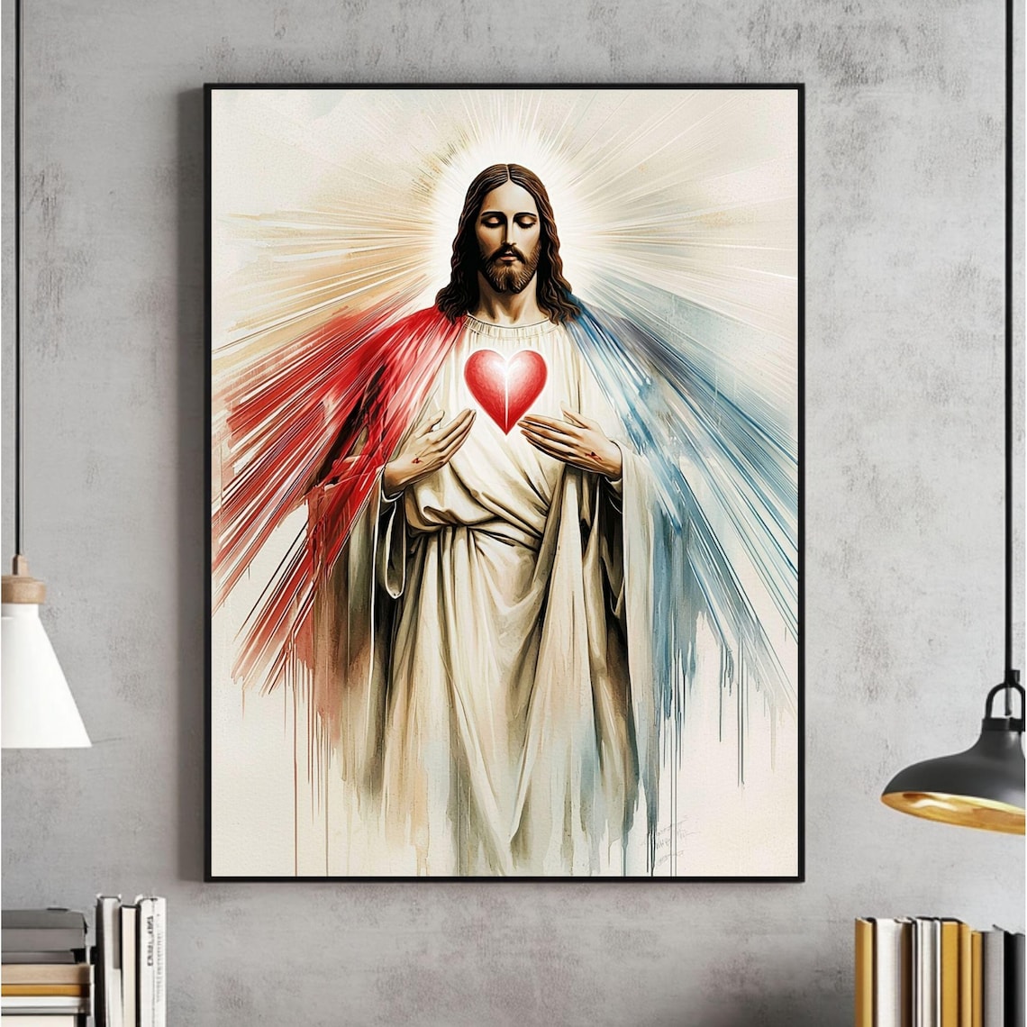 The Divine Mercy Of Jesus Wall Art, Christian Print, Modern Christian ...