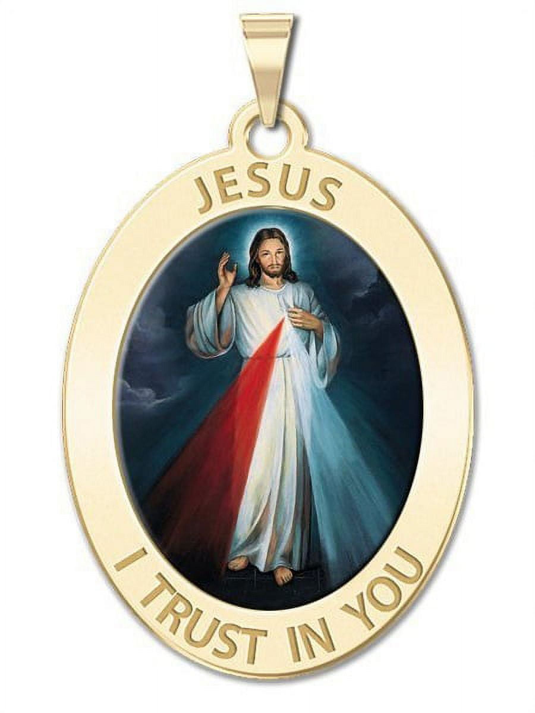 Divine Mercy Oval Religious Medal Color - 1/2 X 2/3 Inch Size of Dime ...