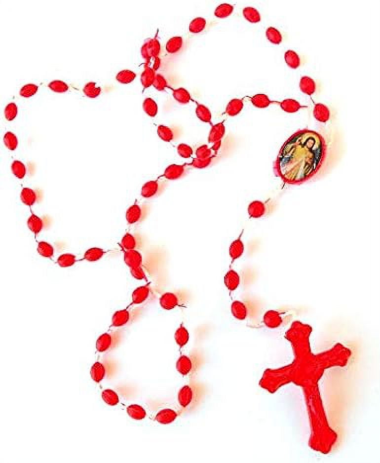 Divine Mercy Set of 50 Red Plastic Rosaries - Walmart.com