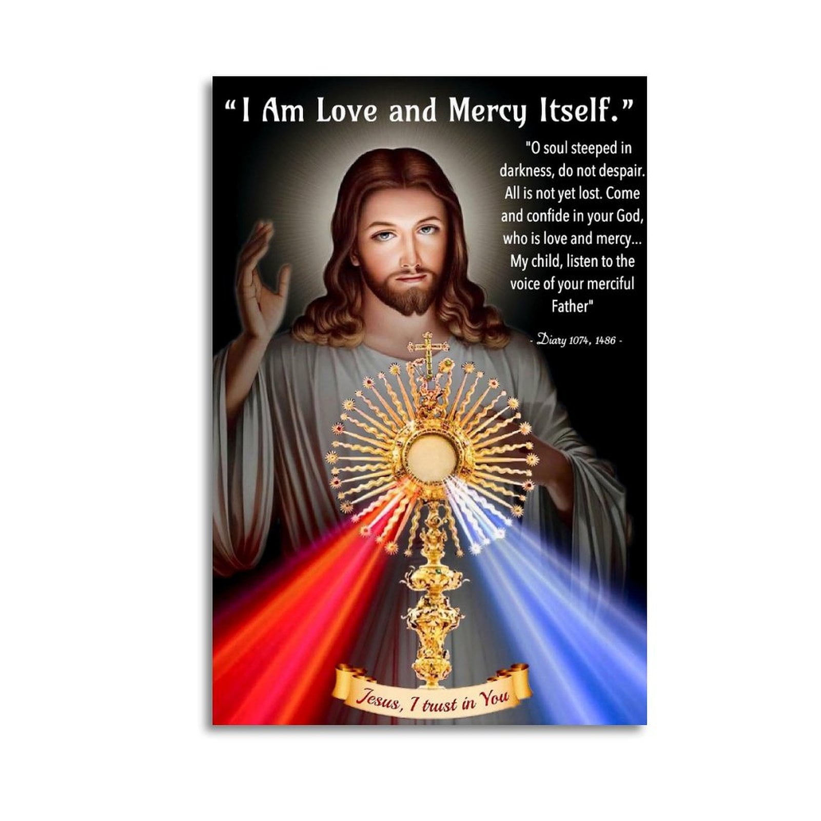 Divine Mercy Sunday Jesus Canvas Art Wall Decor Posters Home Bar ...