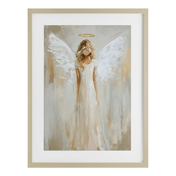 Divine White Robe Angel Birch Framed Print Under Glass, design by Petal ...