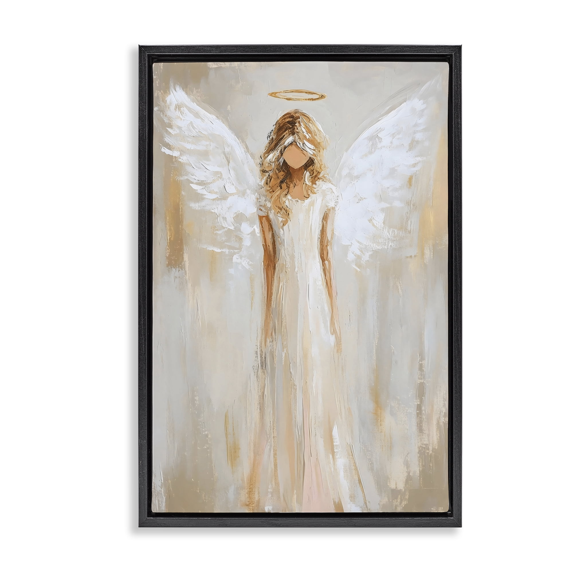 Divine White Robe Angel Black Framed Floater Canvas Wall Art, design by ...