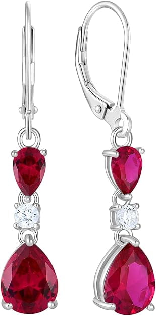 Divine_creation 2.20 Ct Pear Cut Red Ruby Lever Back Womens Drop ...