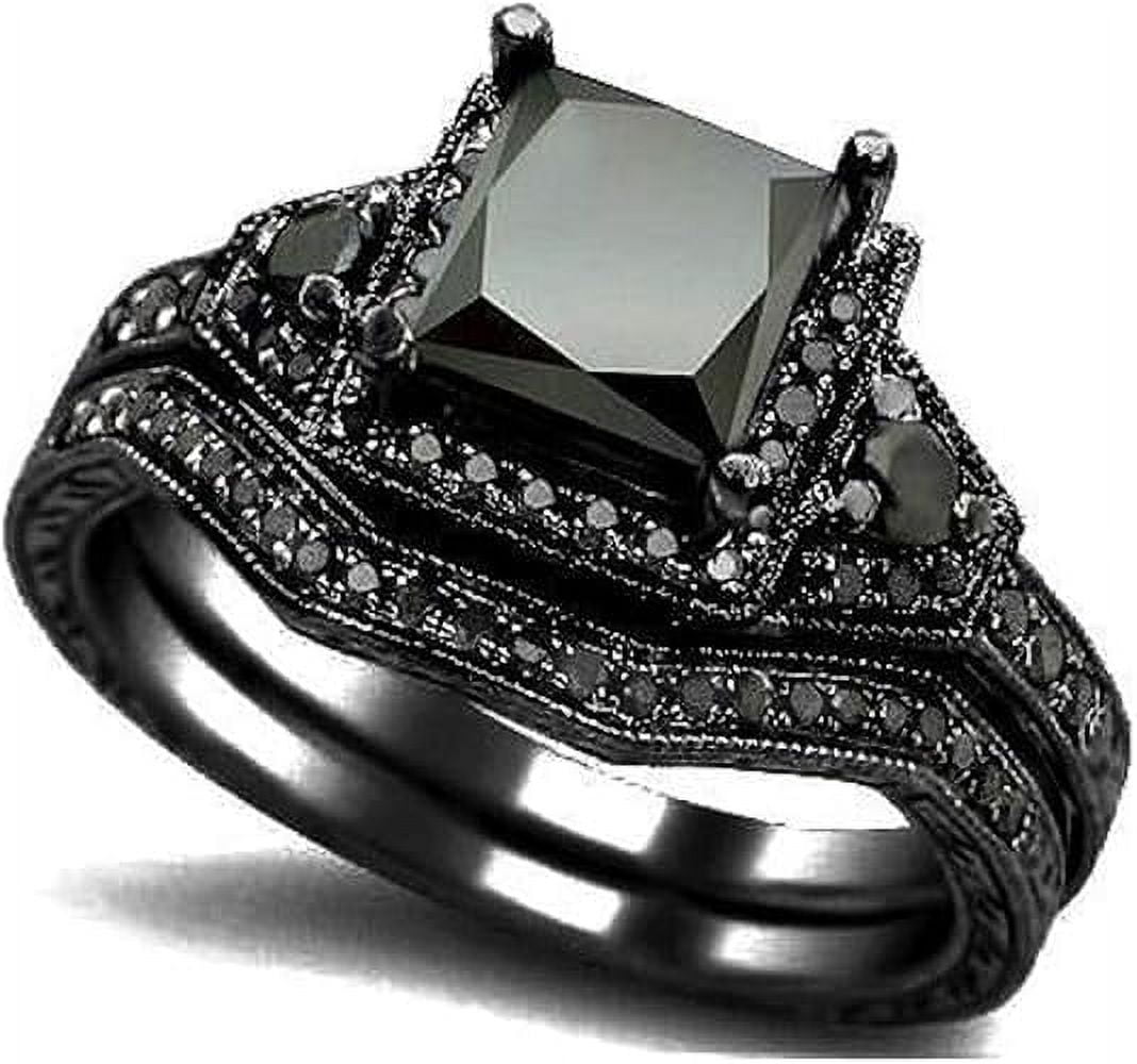 Divine_creation 3.00 Ct Princess Cut Black Diamond Wedding Engagement ...