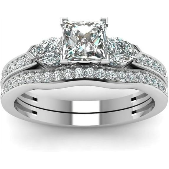Divine_creation 925 Sterling Silver 2.32 Ct Princess Cut White Diamond ...