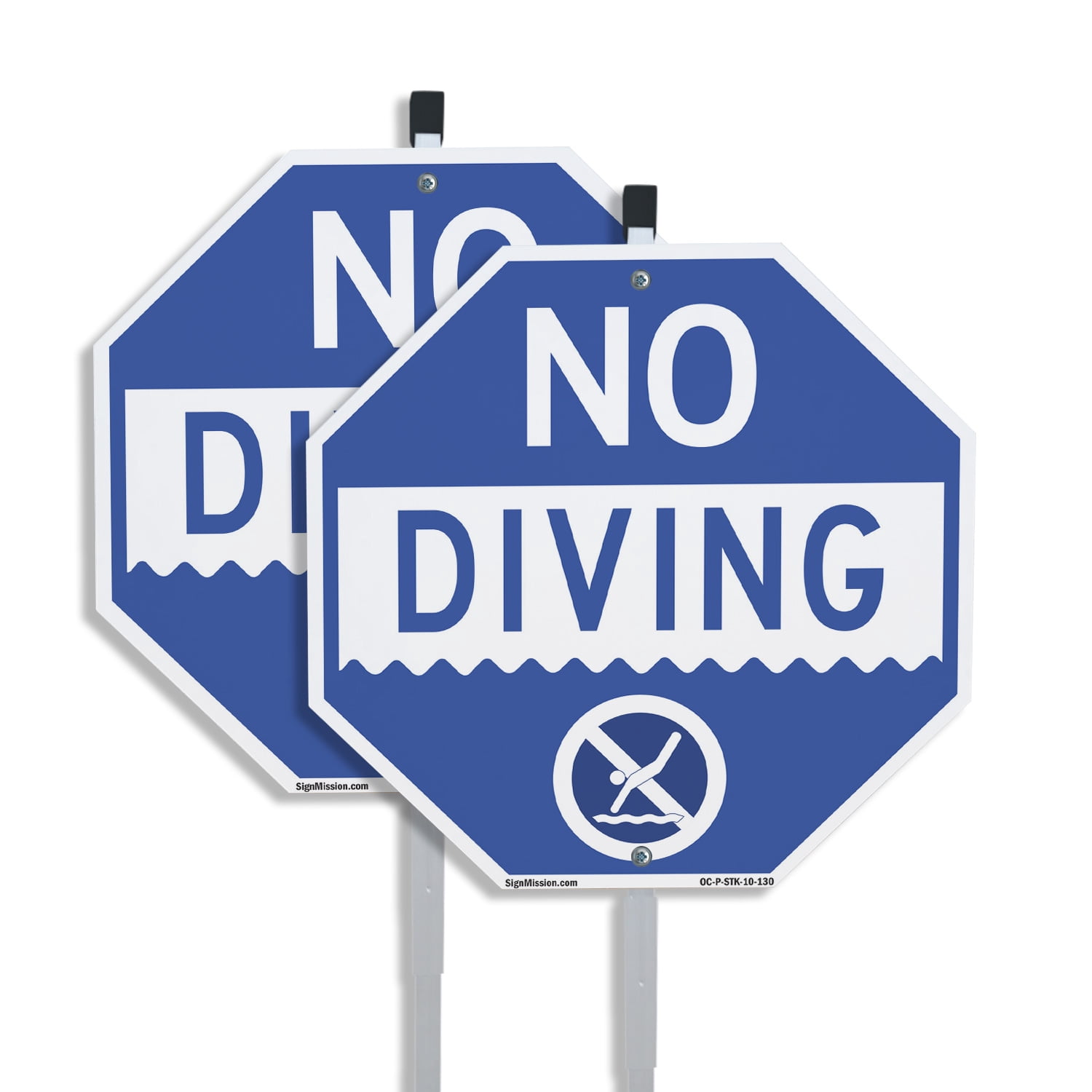 No Diving (2 Pack) 10 inch X 10 inch Octagon Rust Free Aluminum Metal ...