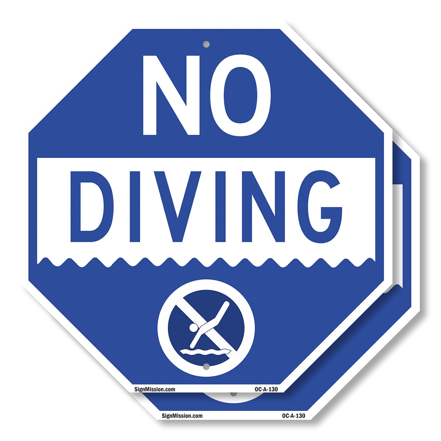 No Diving (2 Pack) 6 inch X 6 inch Octagon Plastic Sign Weather ...