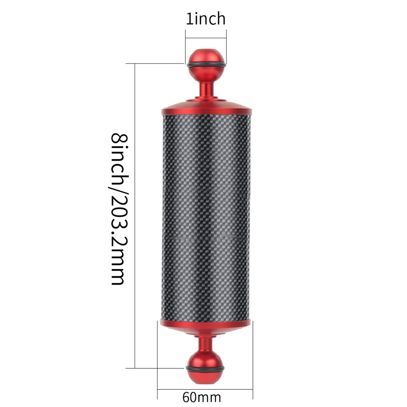 Diving 8 inch D60mm Carbon Fiber Buoyancy Float Arms with 1 inch Ball ...