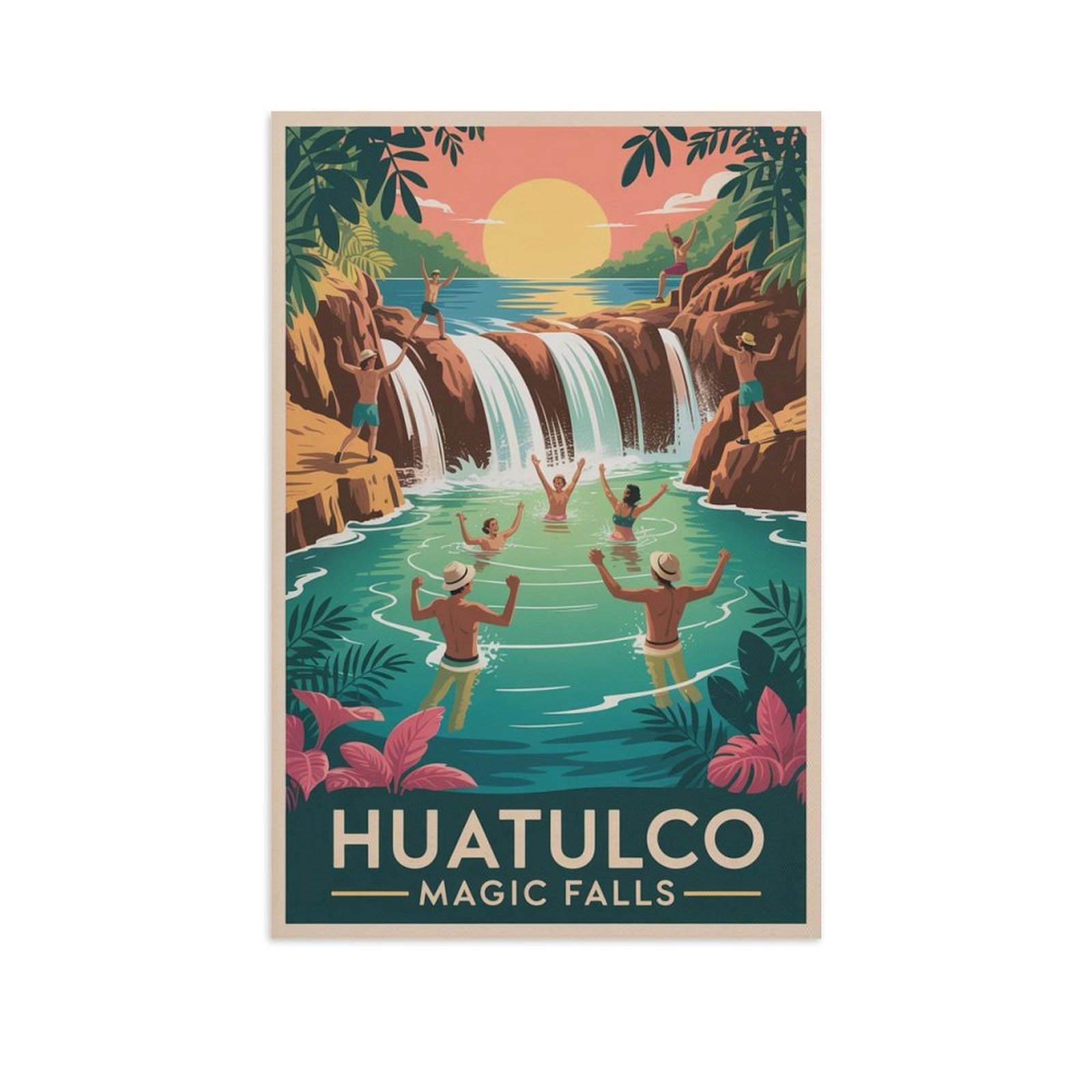 Diving Adventure Wall Art Magic Falls Huatulco Mexico Retro Travel ...