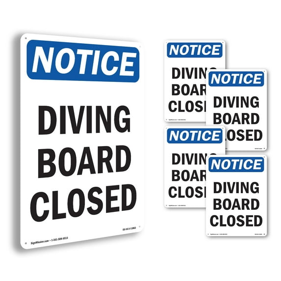 Diving Board Closed OSHA Notice Rigid Plastic Sign 18 Inch x 12 Inch ...
