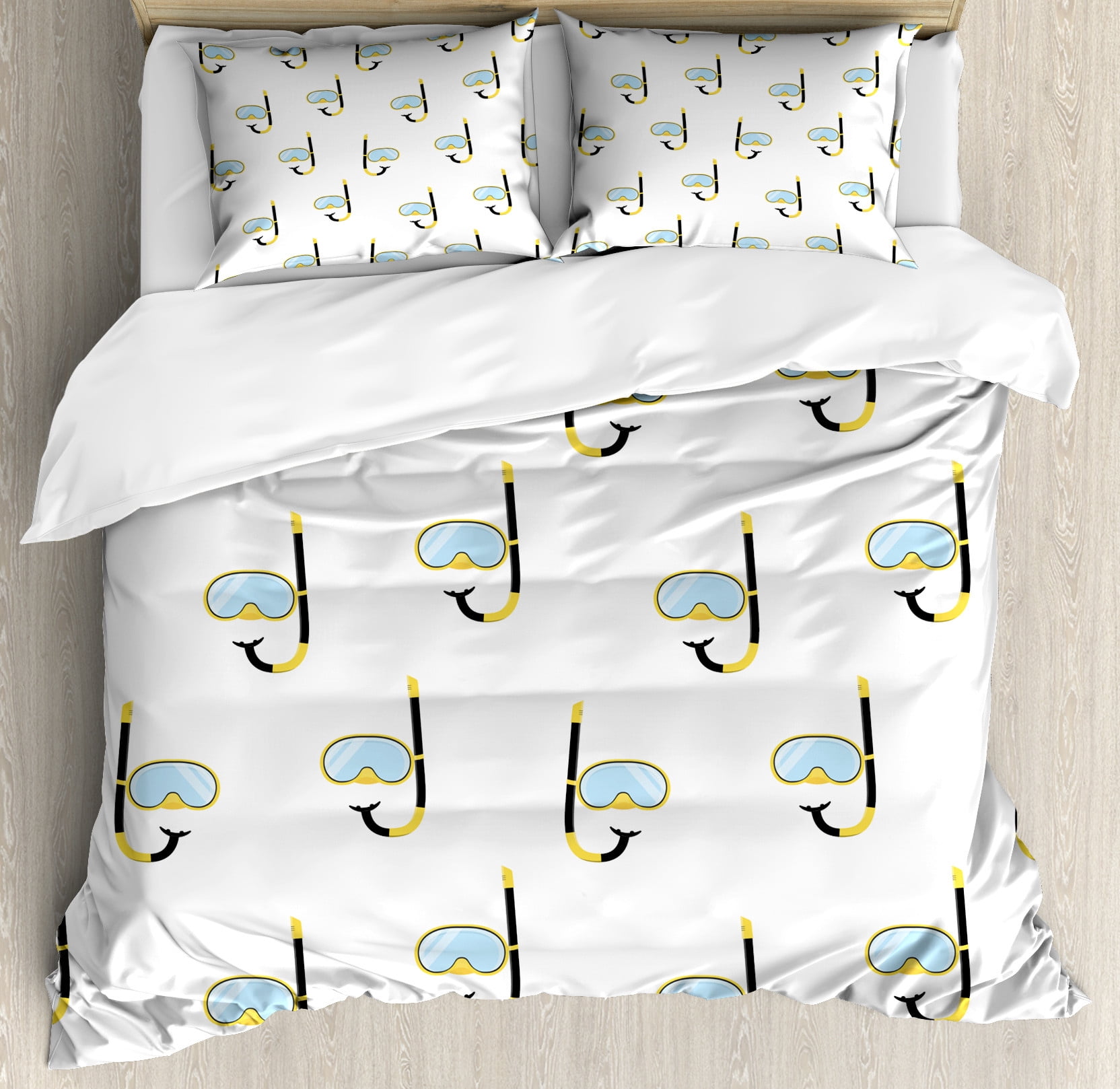 Diving Duvet Cover Set, Scuba and Snorkel Graphic Underwater Swimming ...