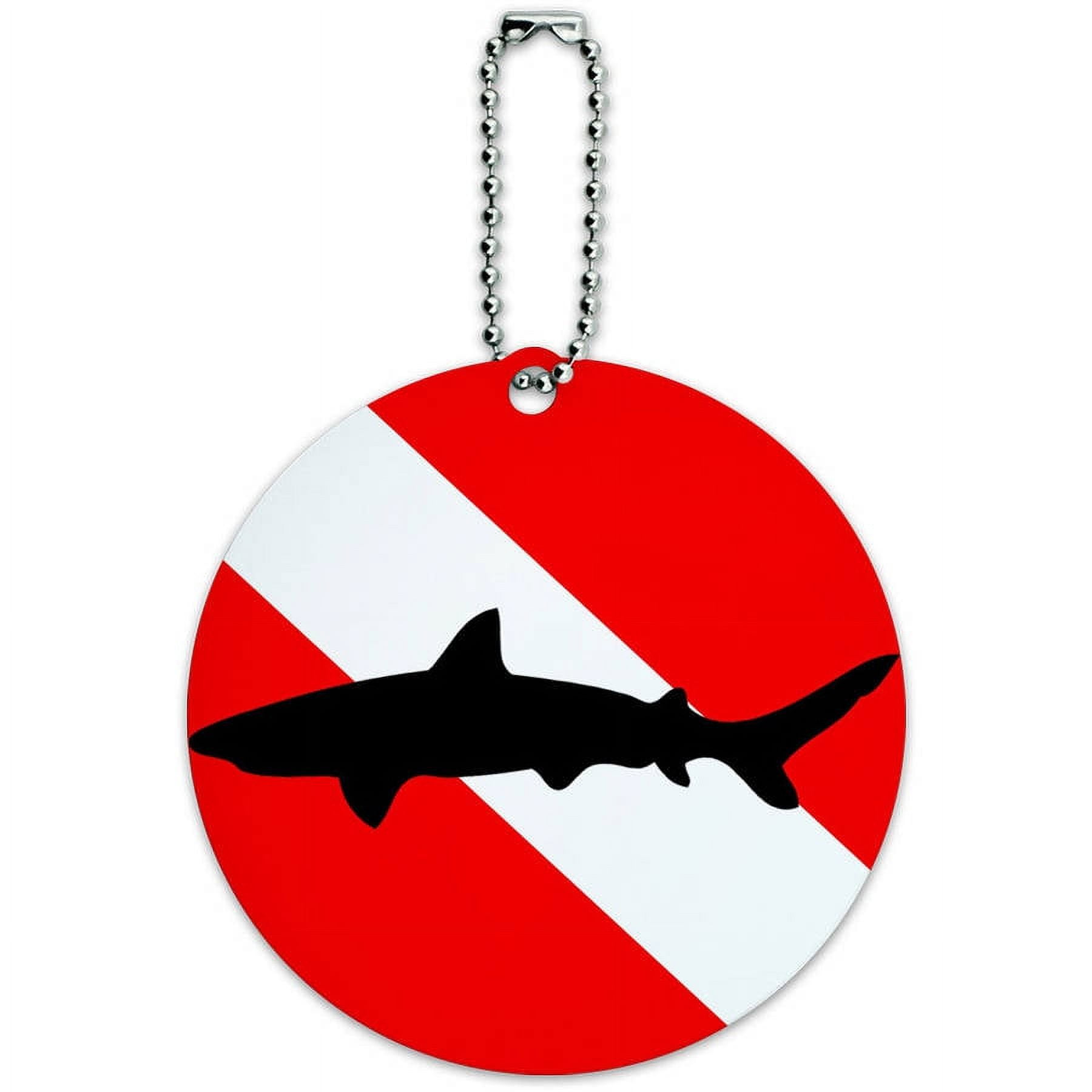 Diving Flag Scuba Diver Dive Shark Round Luggage ID Tag Card for ...