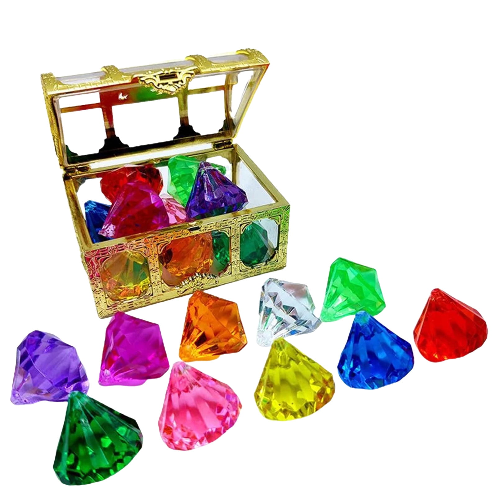 Diving Gem Pool Toys 10 Colorful Big Diamond Gem with Treasure Pirate ...