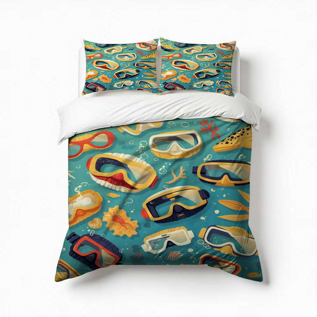 Diving Goggles Diving Enthusiast Bedding Set 3 Pcs Soft Microfiber ...