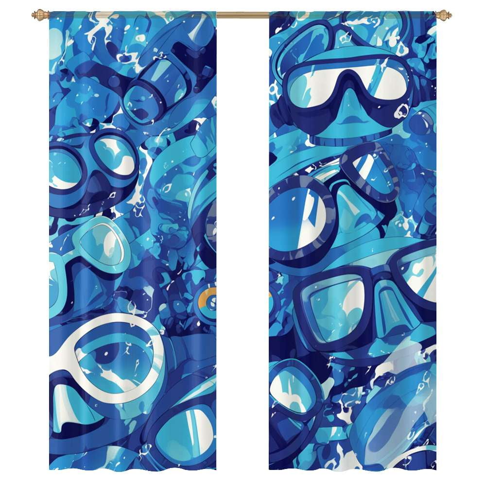 Diving Goggles Diving Enthusiast Modern Tulle Window Curtains for ...