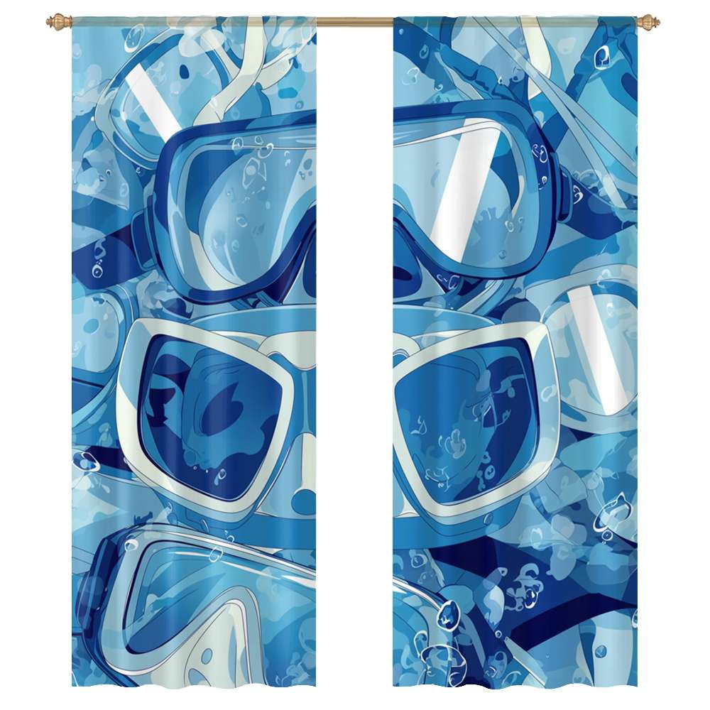 Diving Goggles Diving Enthusiast Modern Tulle Window Curtains for ...