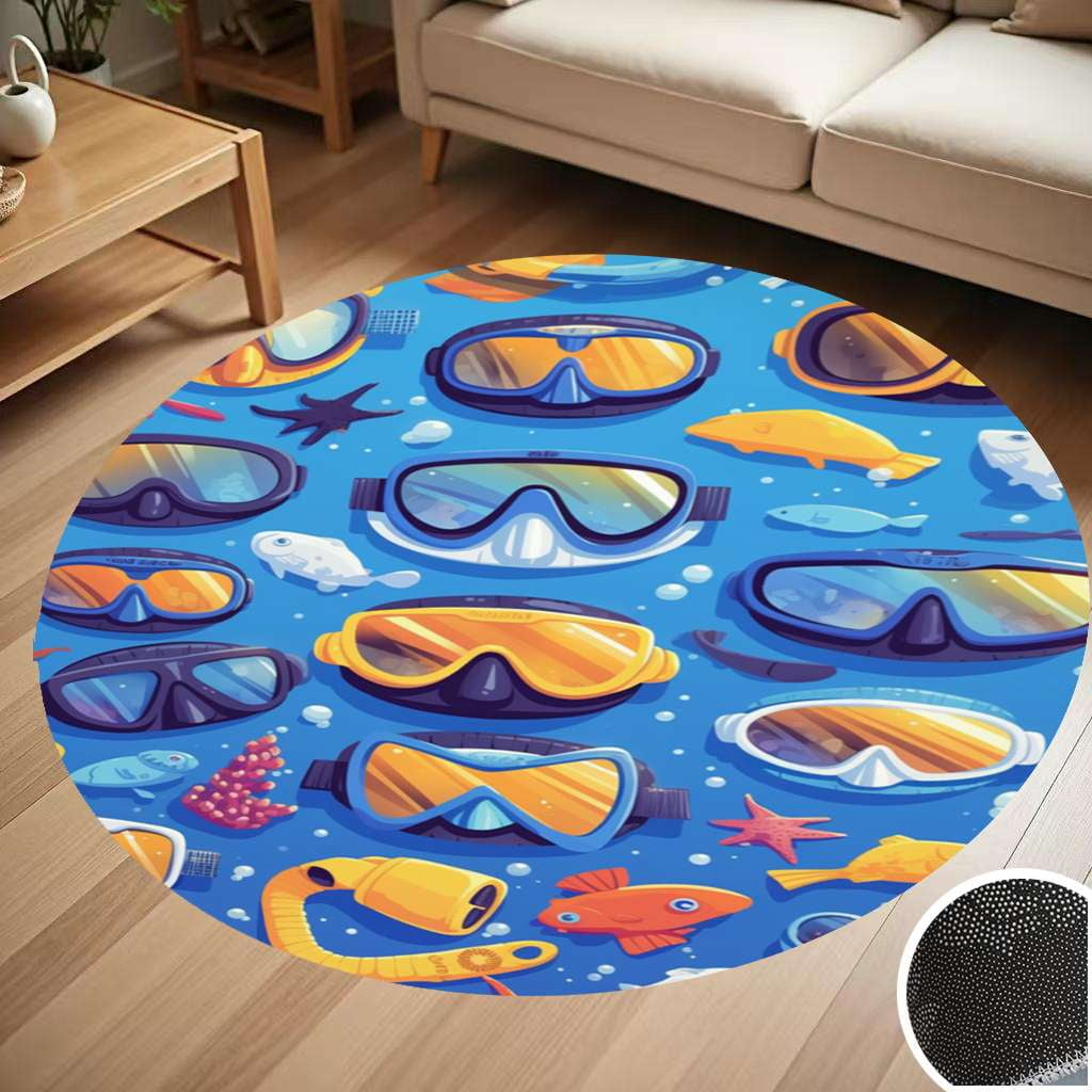 Diving Goggles Diving Enthusiast Round Carpet Living Room Bedroom Home ...
