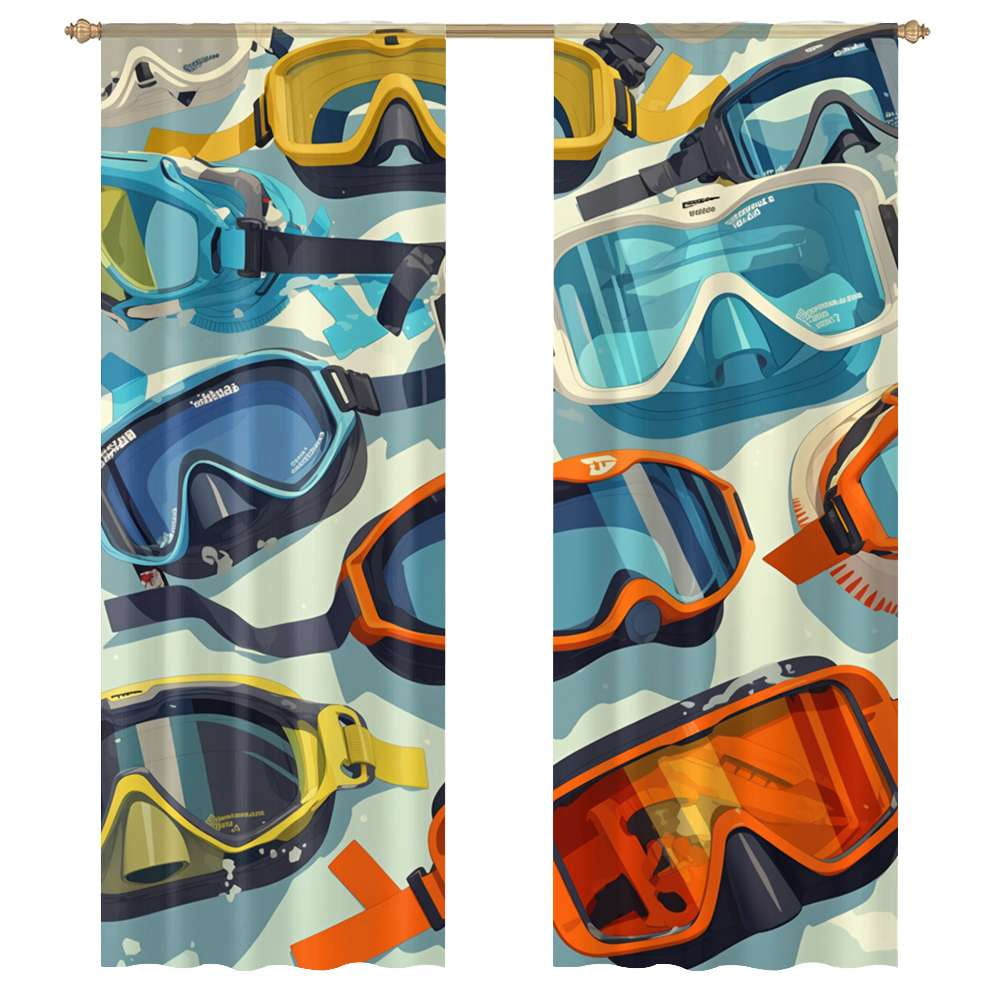 Diving Goggles Diving Enthusiast Sheer Voile Curtain Window Tulle ...
