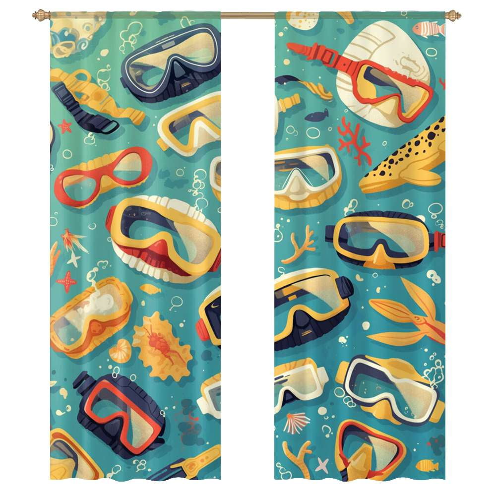 Diving Goggles Diving Enthusiast Sheer Window Curtains for Living Room ...